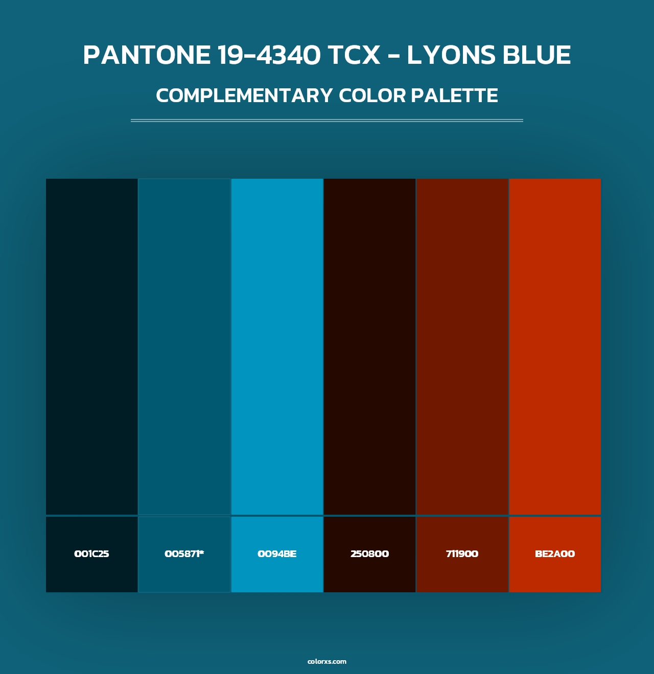 PANTONE 19-4340 TCX - Lyons Blue color palettes - colorxs.com