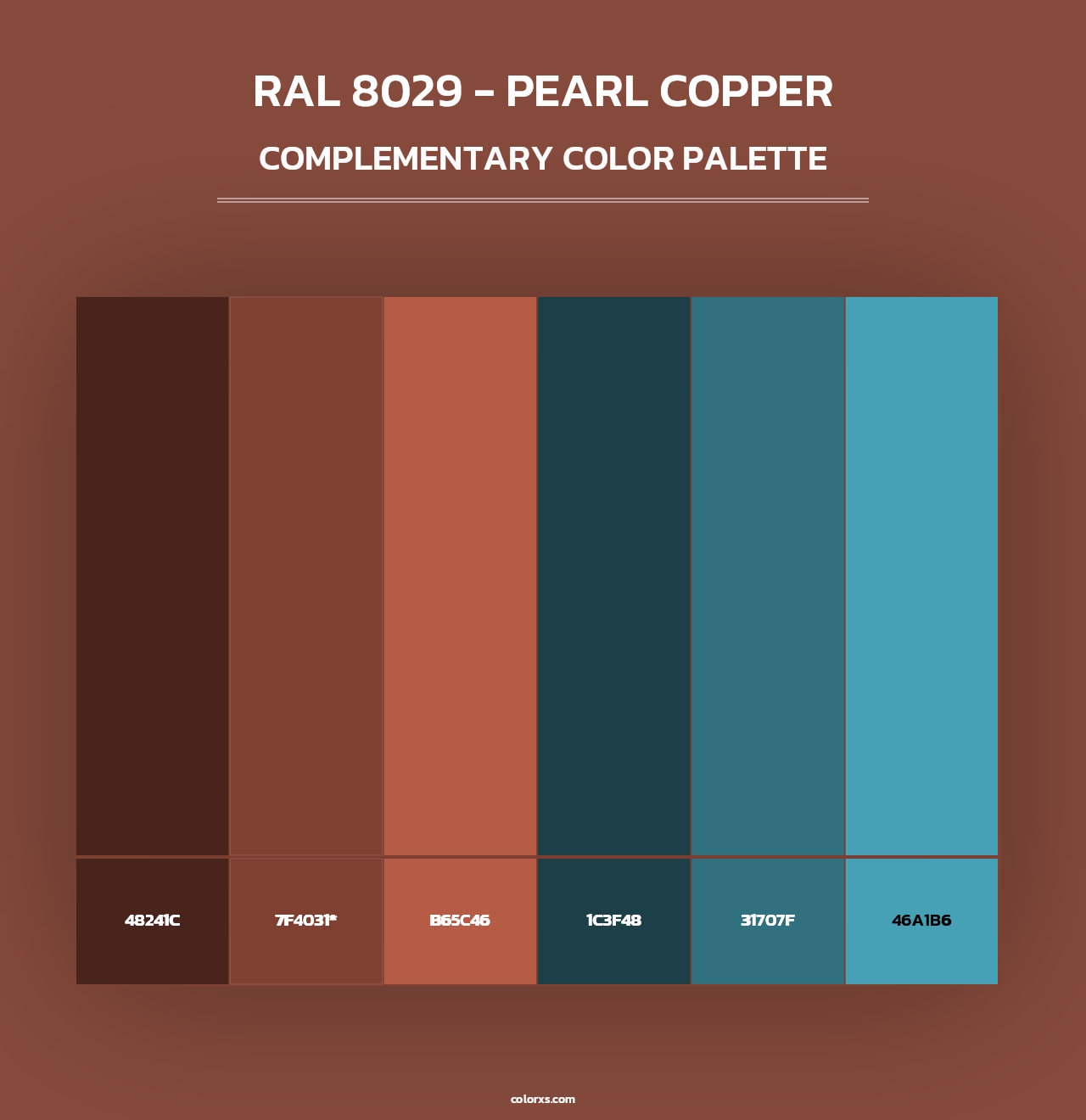 RAL 8029 - Pearl Copper color palettes - colorxs.com
