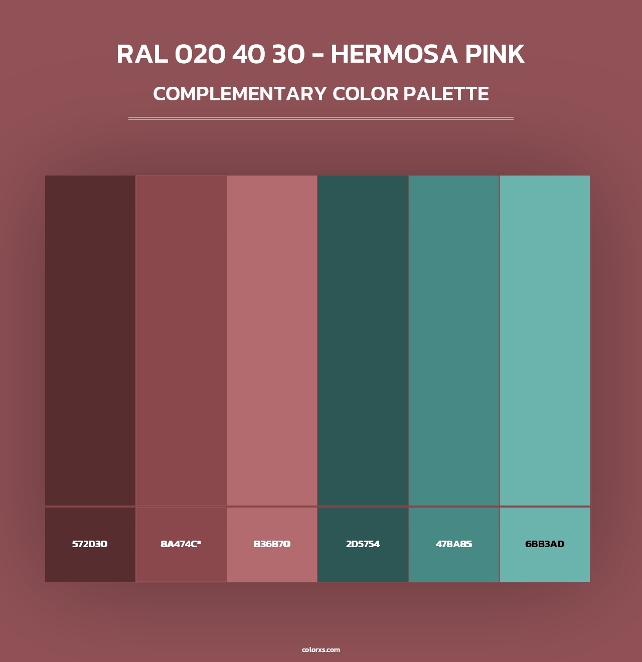 RAL 020 40 30 - Hermosa Pink color palettes - colorxs.com