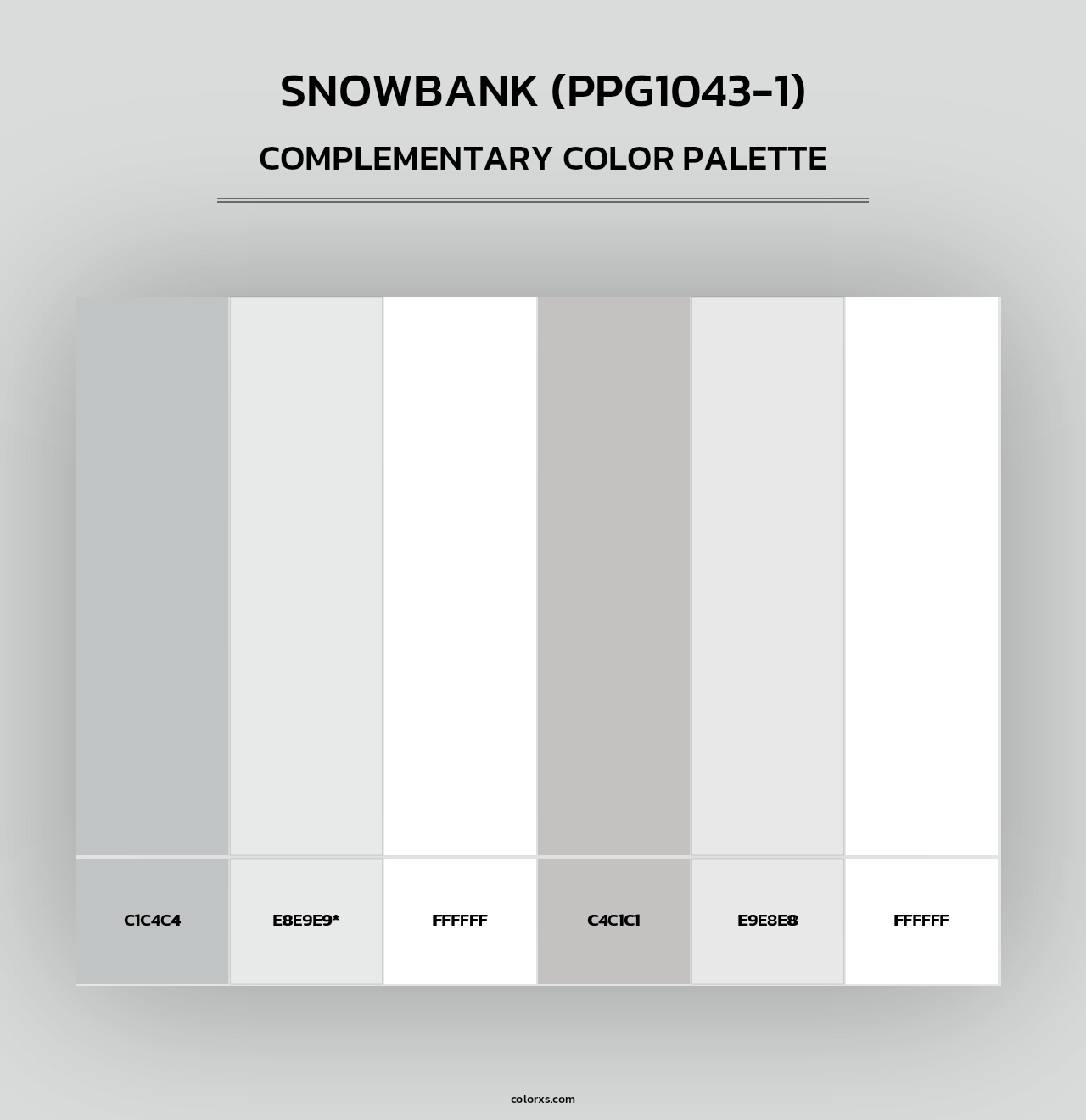 PPG Paints Snowbank (PPG1043-1) Paint coordinating colors and palettes ...