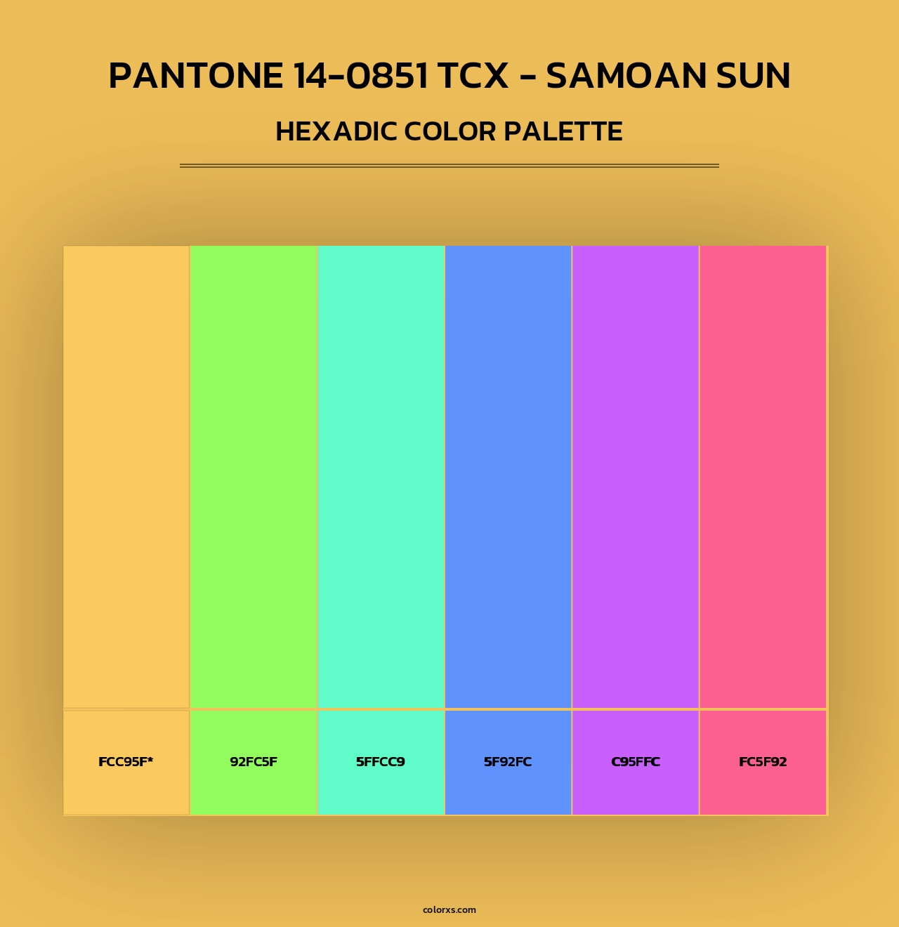 PANTONE 14-0851 TCX - Samoan Sun color palettes - colorxs.com