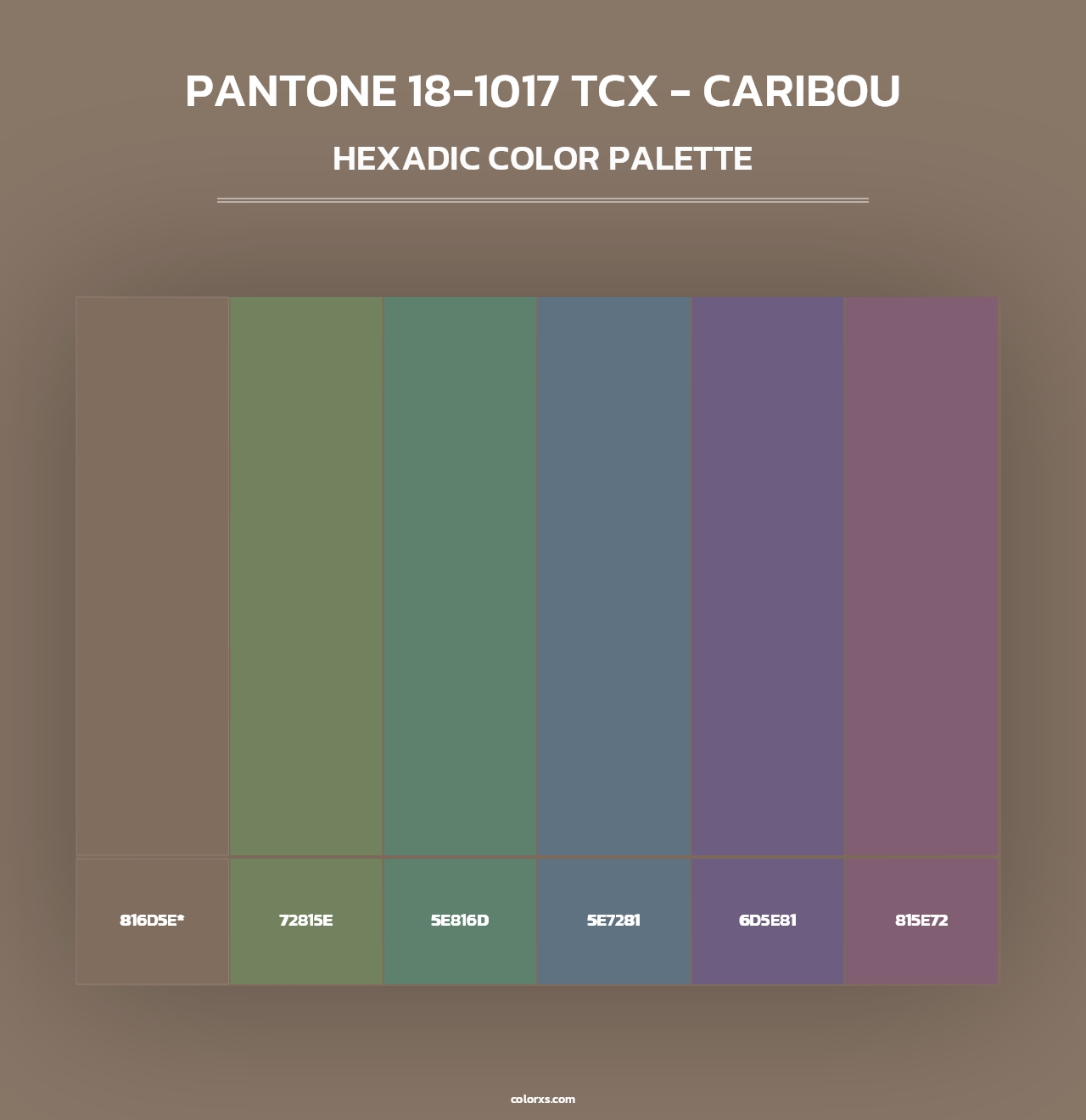 PANTONE 18-1017 TCX - Caribou color palettes - colorxs.com