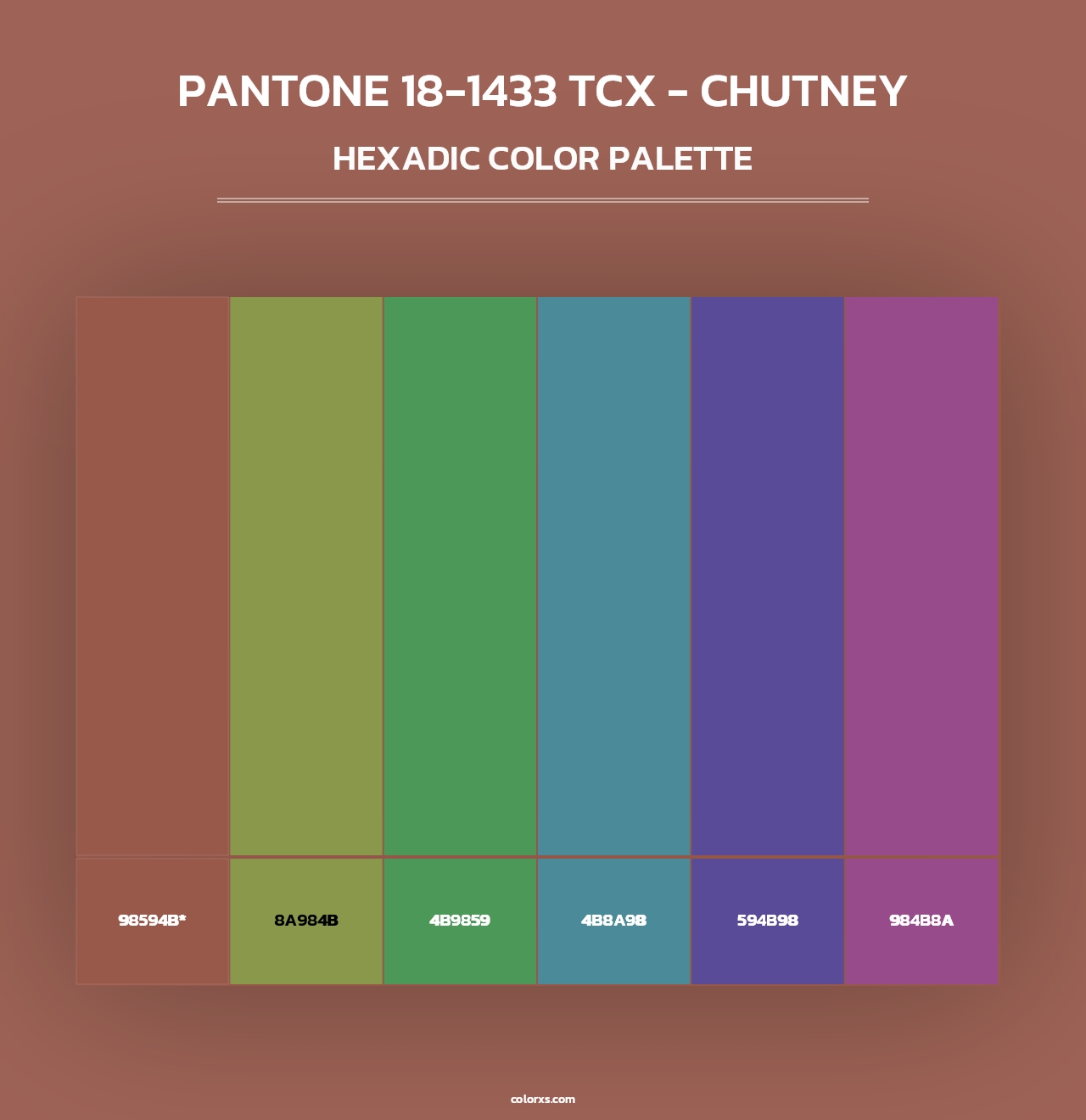 PANTONE 18-1433 TCX - Chutney color palettes - colorxs.com