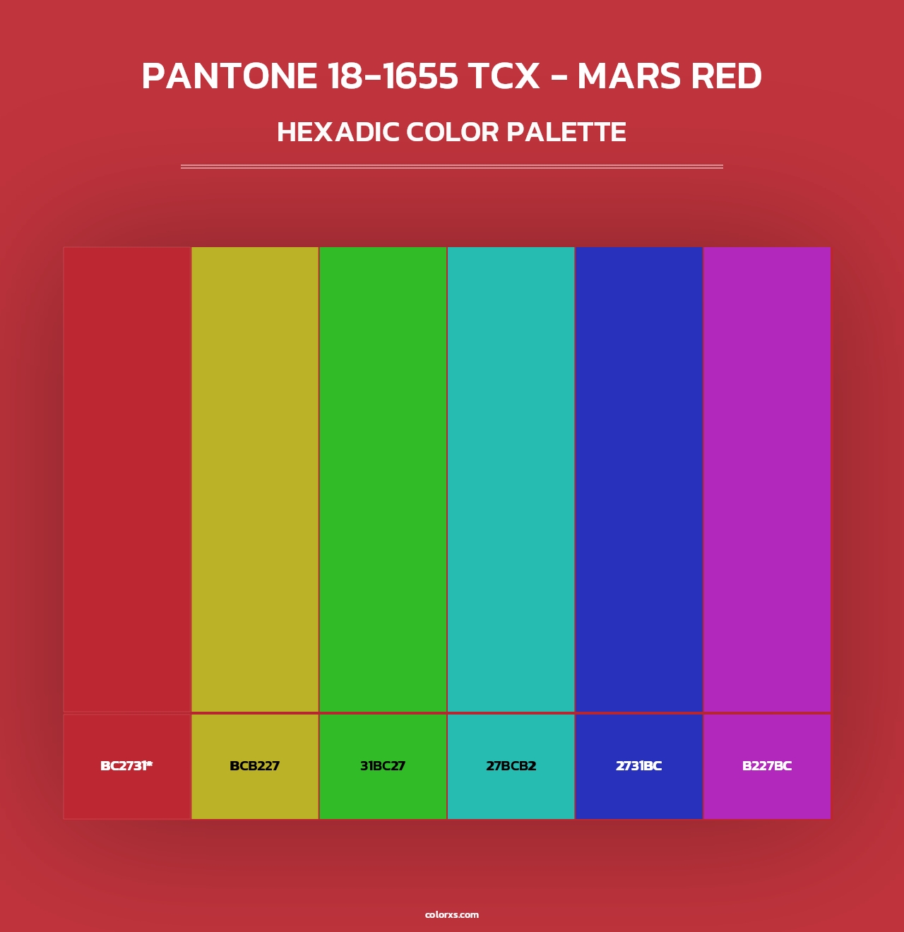 PANTONE 18-1655 TCX - Mars Red color palettes - colorxs.com