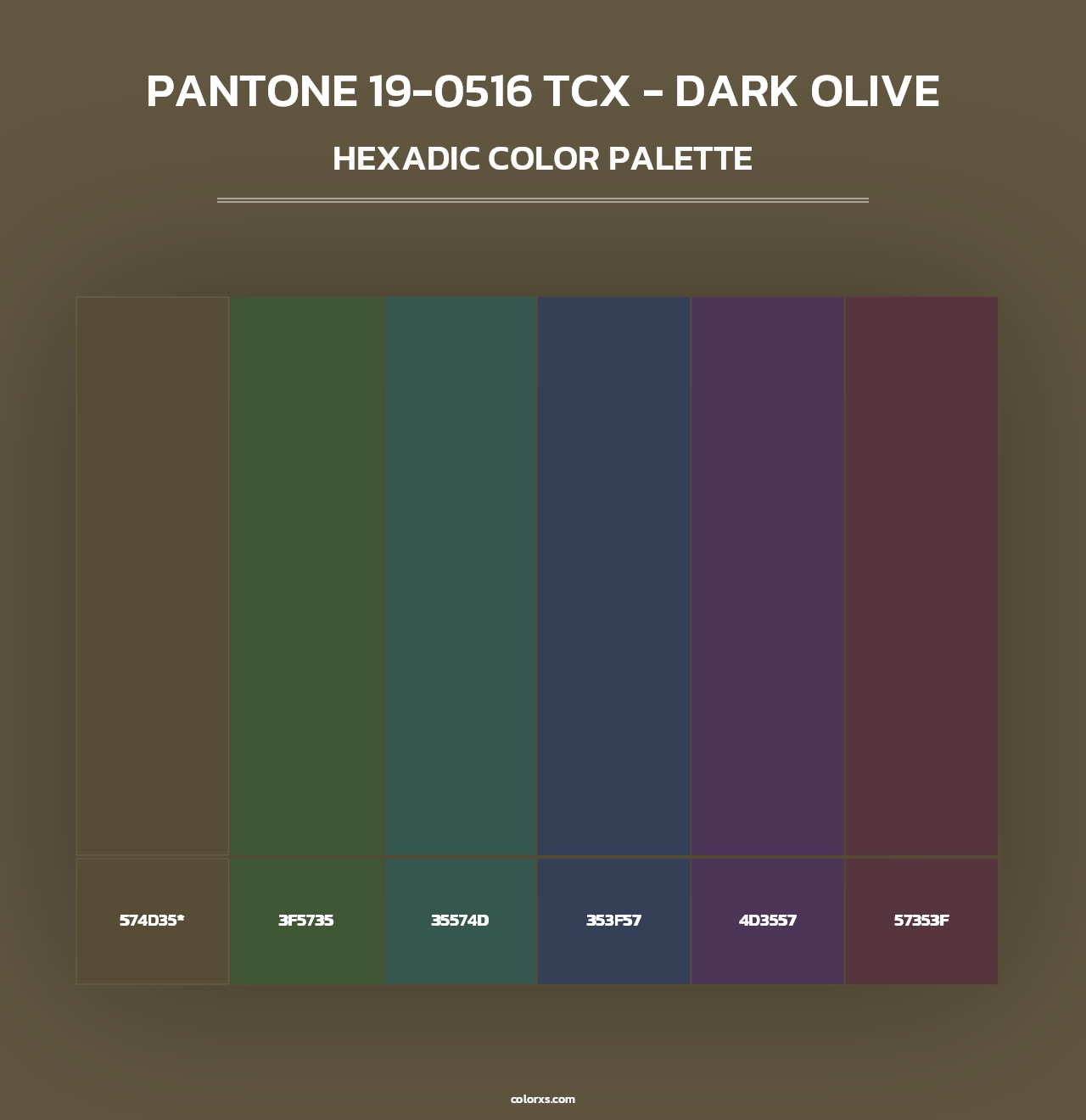 PANTONE 19-0516 TCX - Dark Olive color palettes - colorxs.com