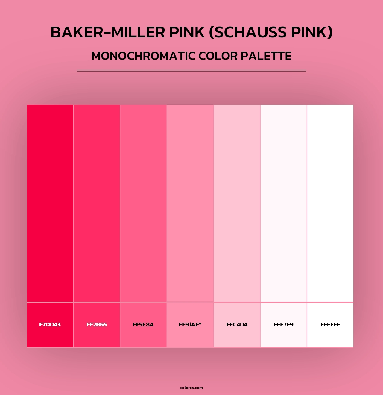 Baker-Miller Pink (Schauss Pink) color palettes - colorxs.com