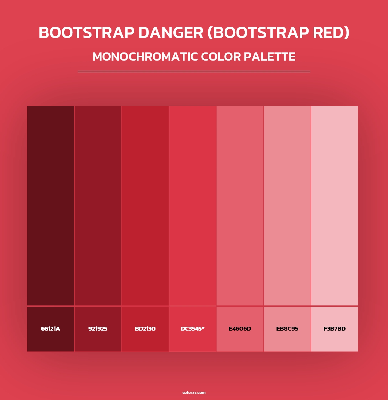 Bootstrap Danger (Bootstrap Red) color palettes - colorxs.com