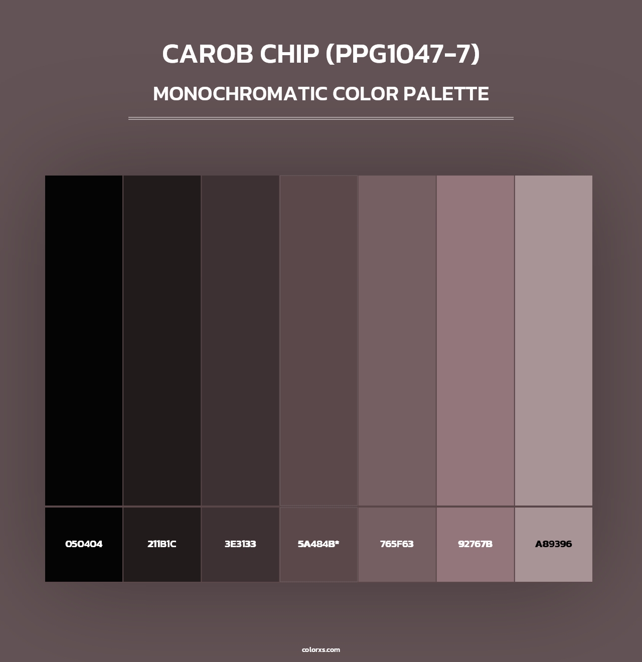PPG Paints Carob Chip (PPG1047-7) Paint coordinating colors and ...
