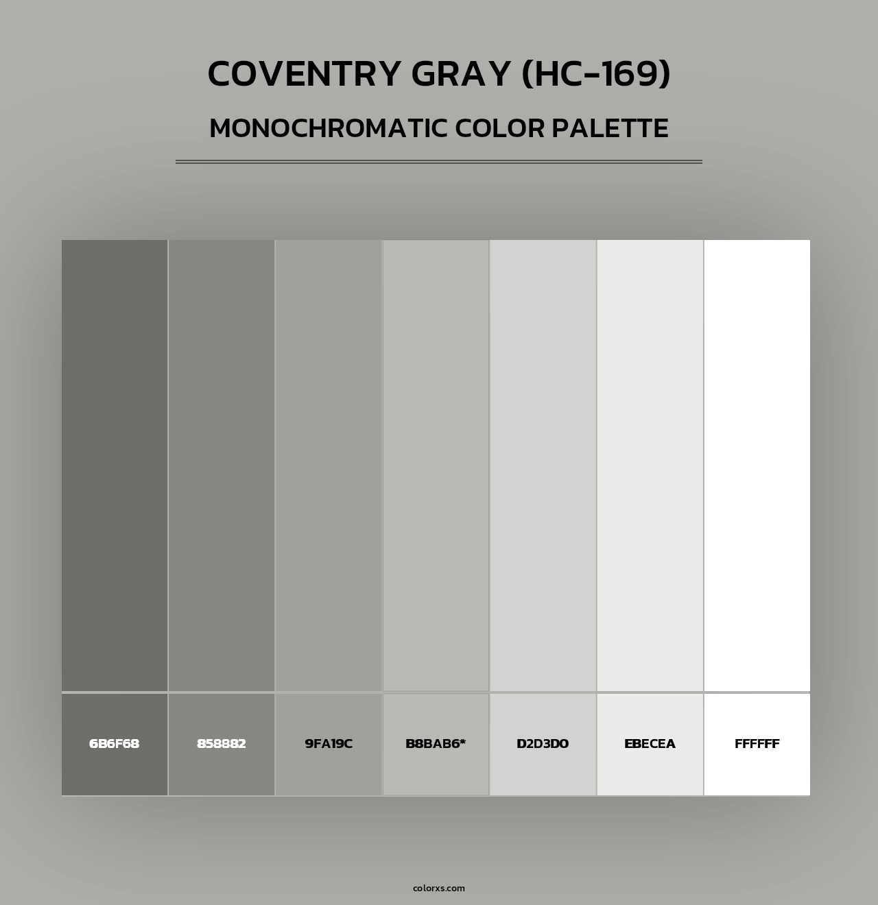 Benjamin Moore Coventry Gray (HC-169) Paint coordinating colors and ...