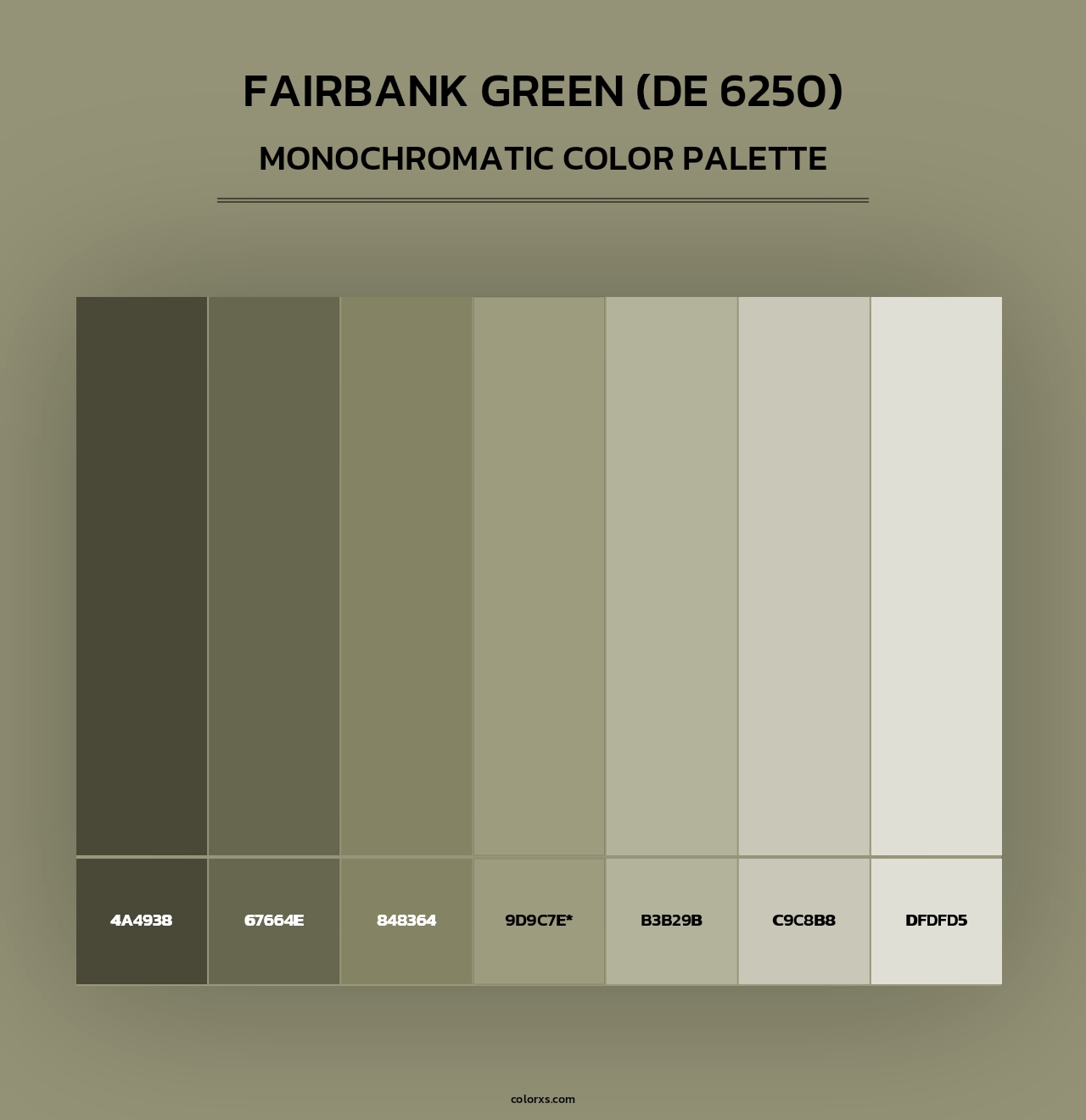 Dunn-Edwards Fairbank Green (DE 6250) Paint coordinating colors and ...