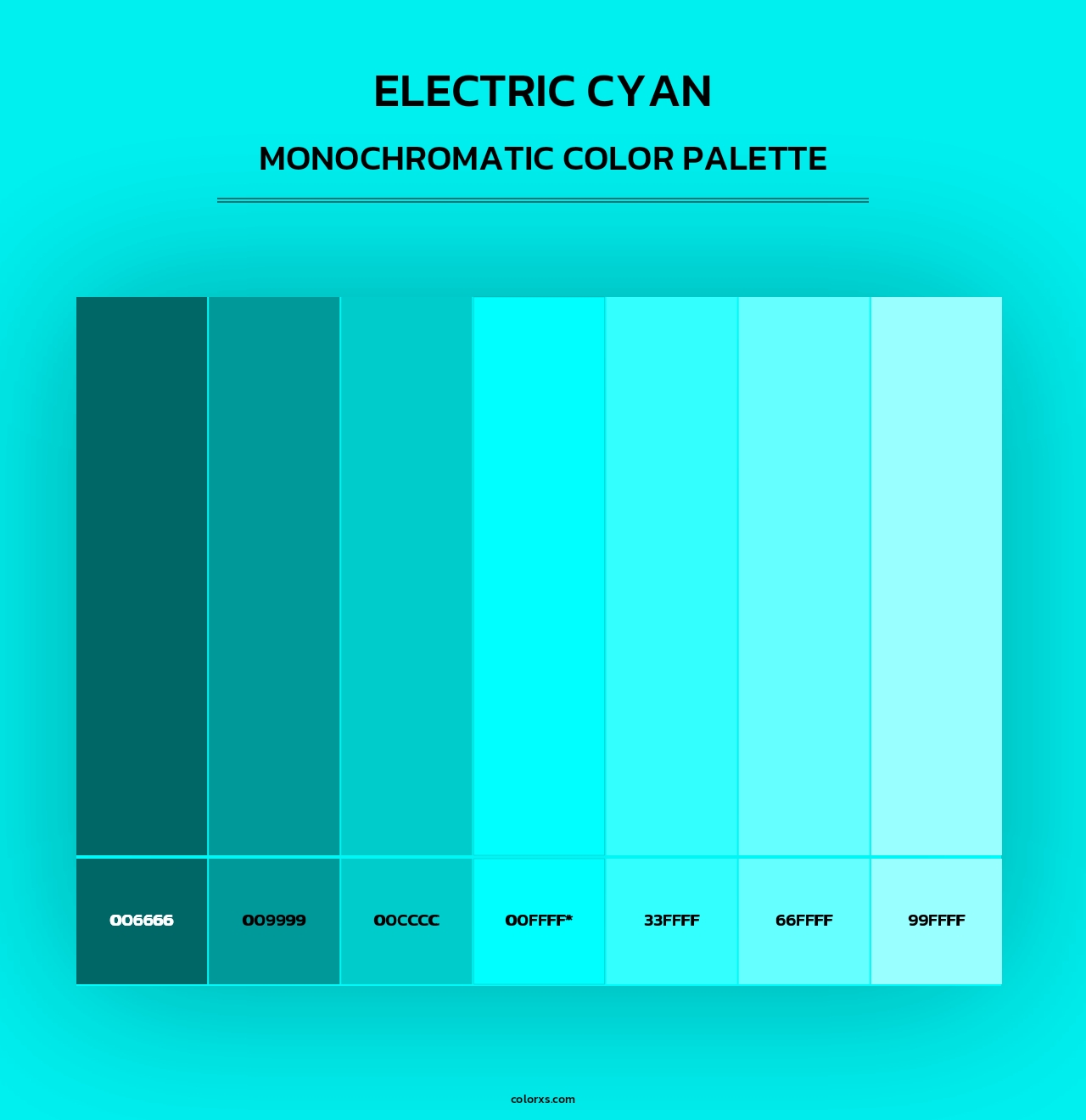 Electric Cyan color palettes - colorxs.com