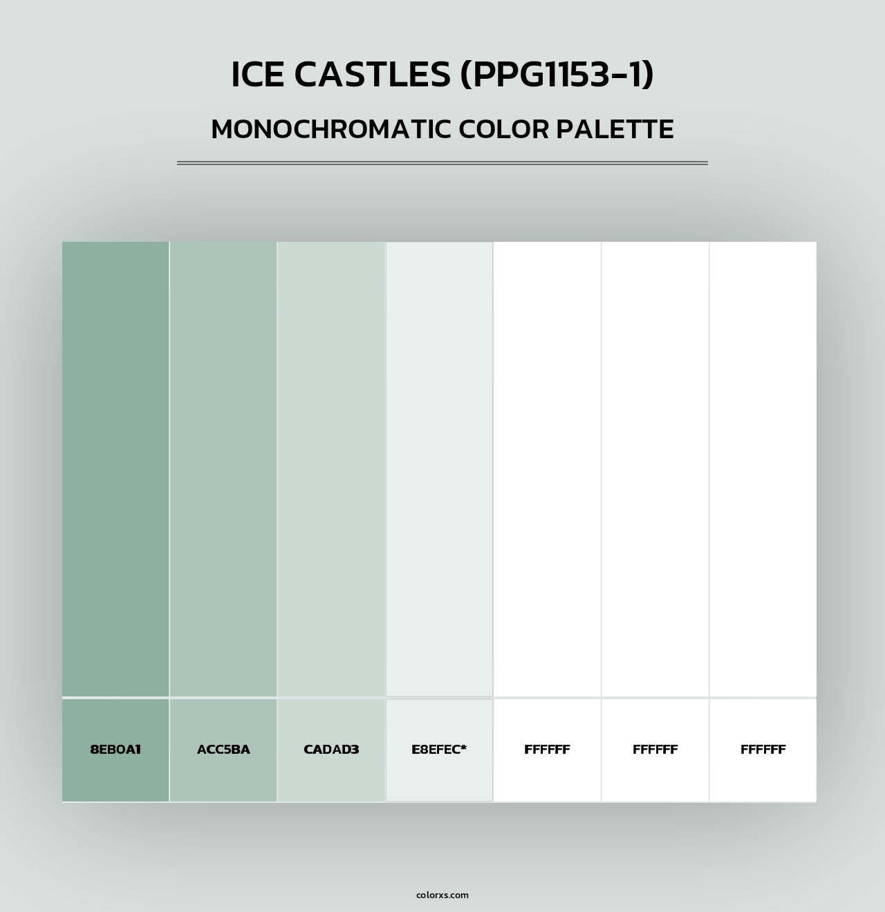 PPG Paints Ice Castles (PPG1153-1) Paint coordinating colors and ...