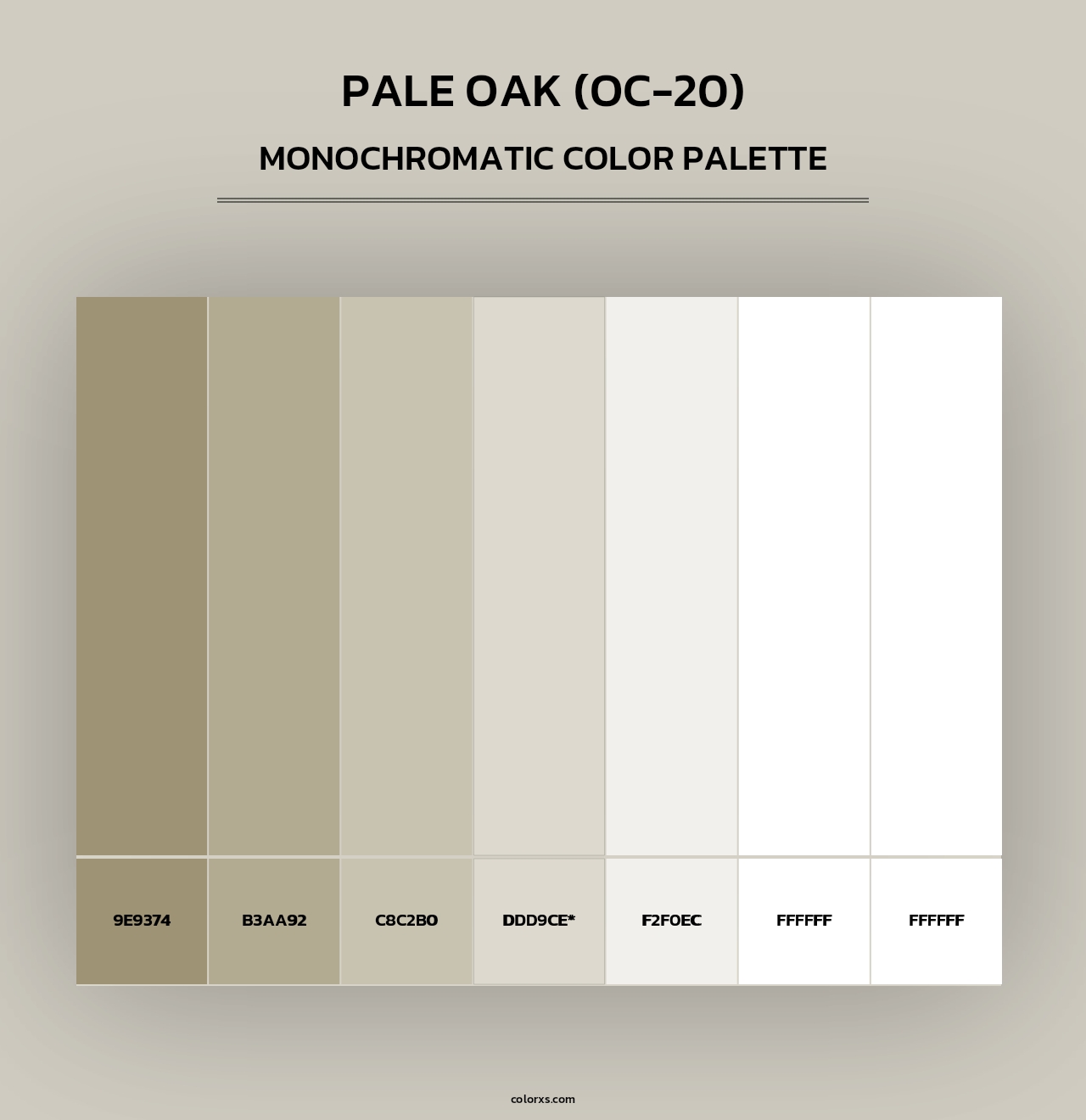 Benjamin Moore Pale Oak (OC-20) Paint coordinating colors and palettes ...