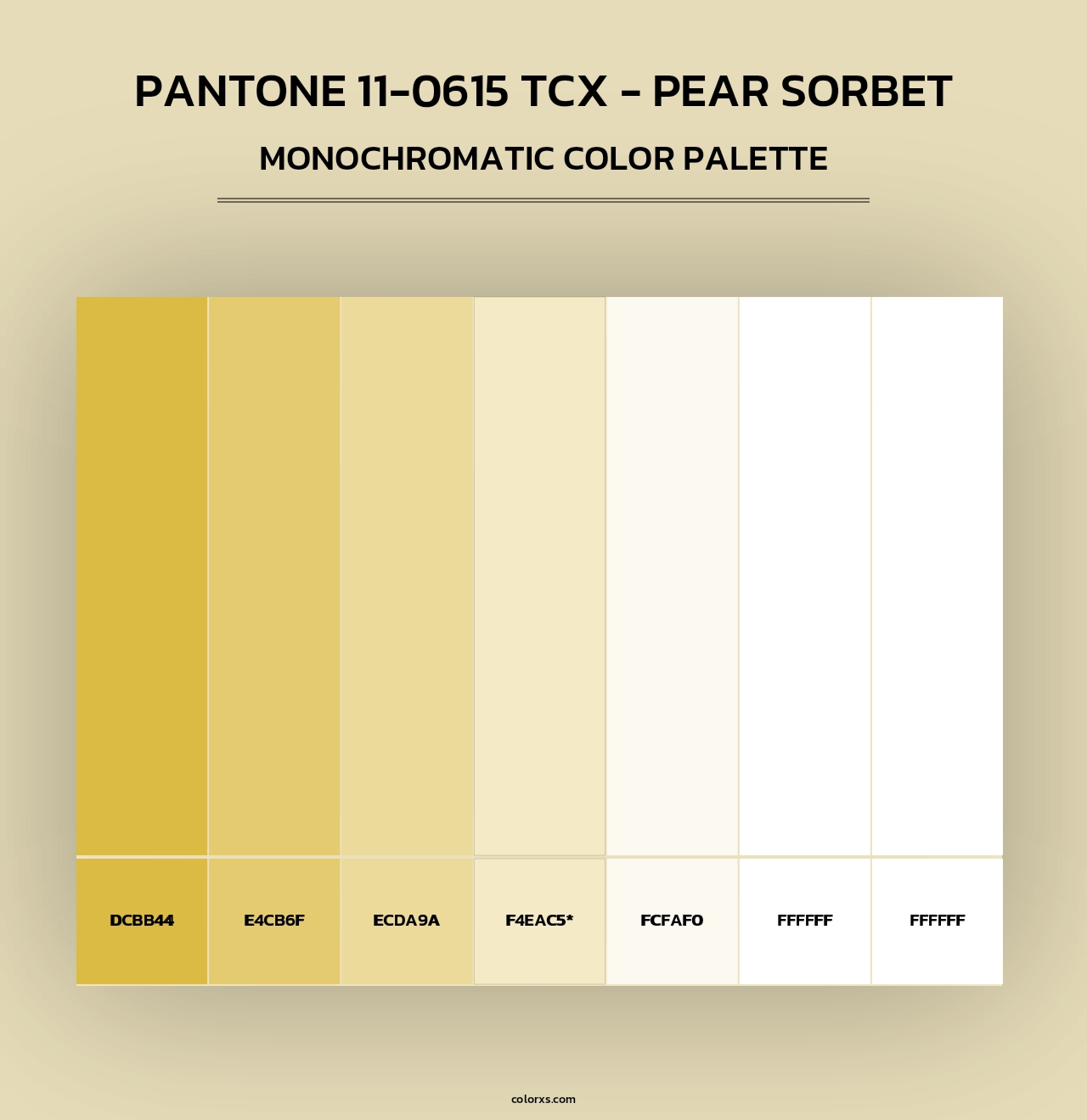 PANTONE 11-0615 TCX - Pear Sorbet color palettes - colorxs.com