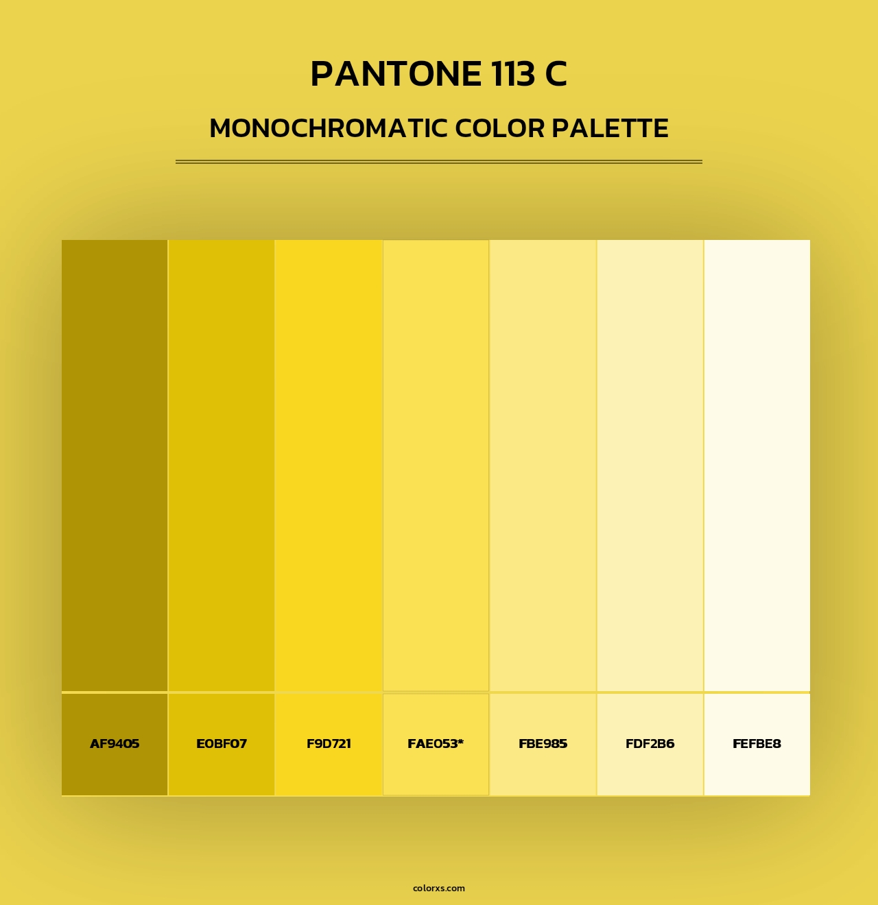 PANTONE 113 C color palettes - colorxs.com