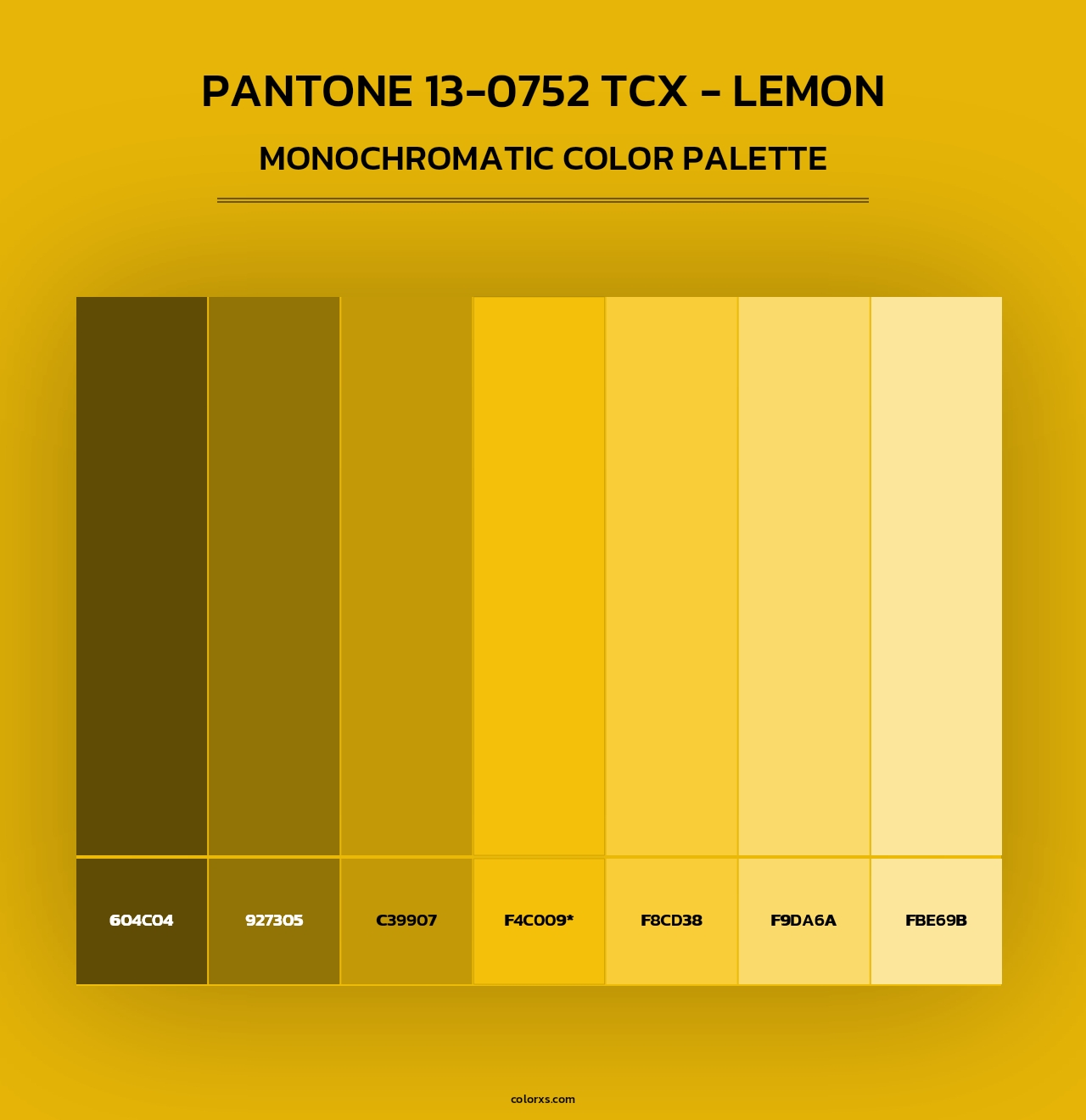 PANTONE 13-0752 TCX - Lemon color palettes - colorxs.com
