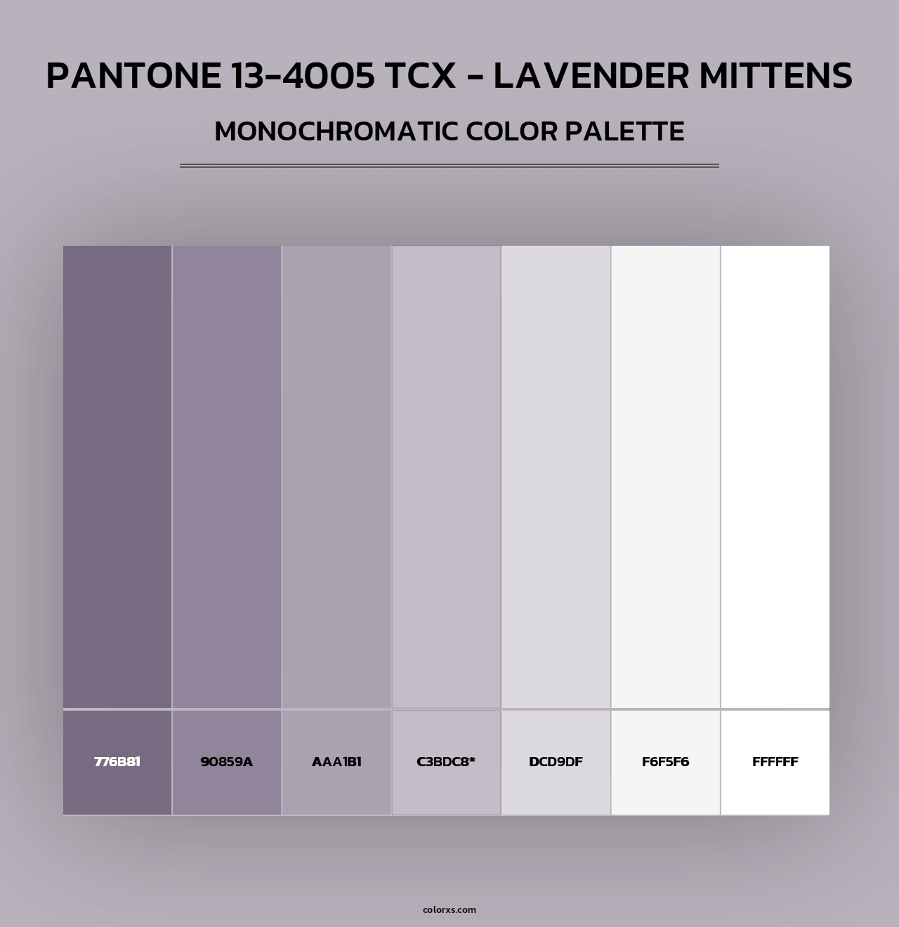 Pantone 13-4005 TCX - Lavender Mittens color palettes - colorxs.com