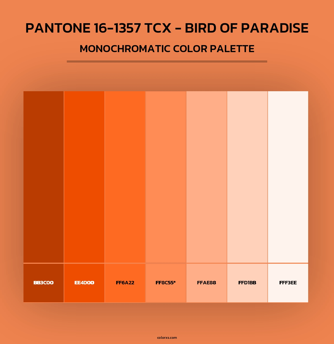 PANTONE 16-1357 TCX - Bird of Paradise color palettes - colorxs.com