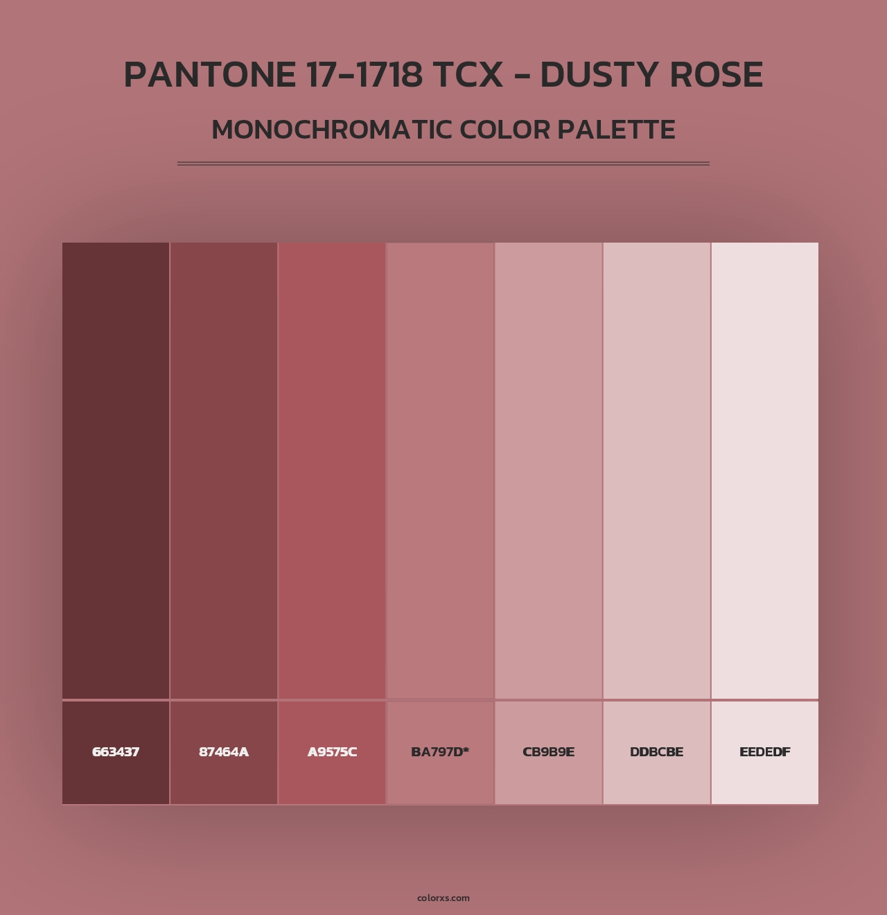PANTONE 17-1718 TCX - Dusty Rose color palettes - colorxs.com