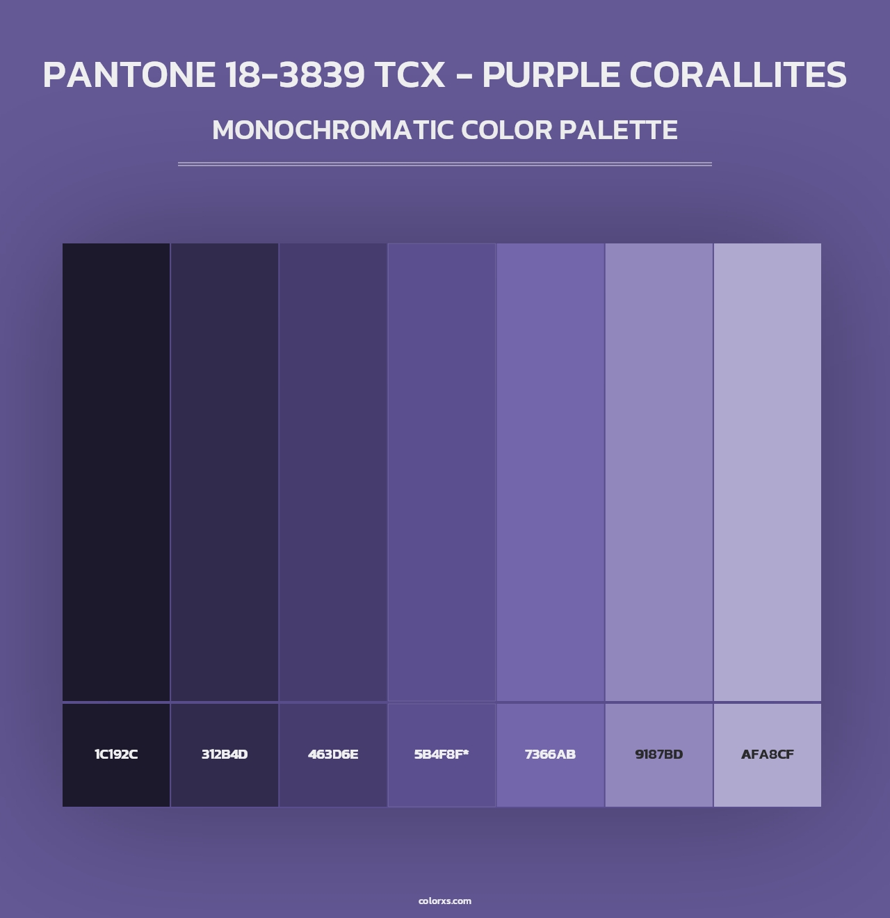 PANTONE 18-3839 TCX - Purple Corallites color palettes - colorxs.com