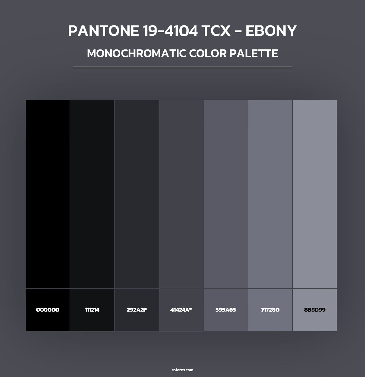 PANTONE 19-4104 TCX - Ebony color palettes - colorxs.com
