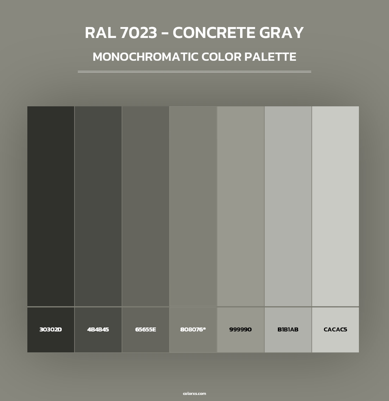RAL 7023 - Concrete Gray color palettes - colorxs.com