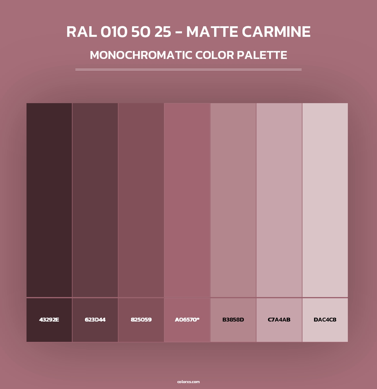 RAL 010 50 25 - Matte Carmine color palettes - colorxs.com