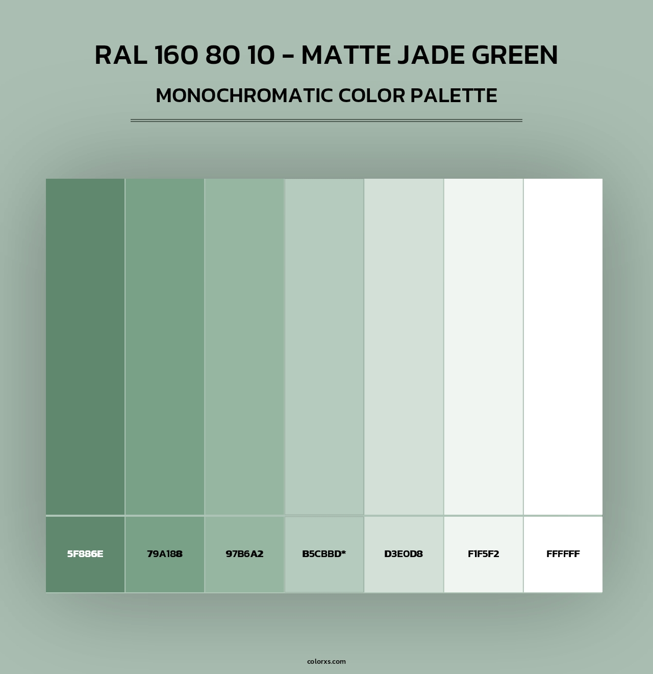 RAL 160 80 10 - Matte Jade Green color palettes - colorxs.com