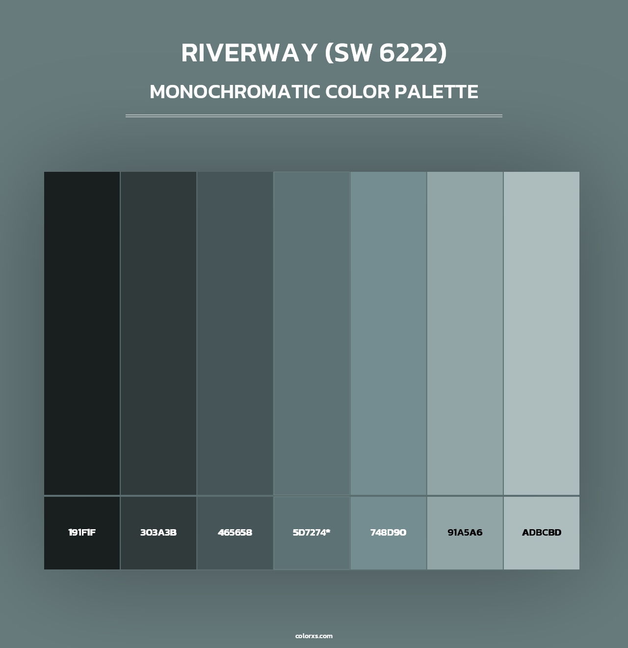 Sherwin Williams Riverway (SW 6222) Paint coordinating colors and ...