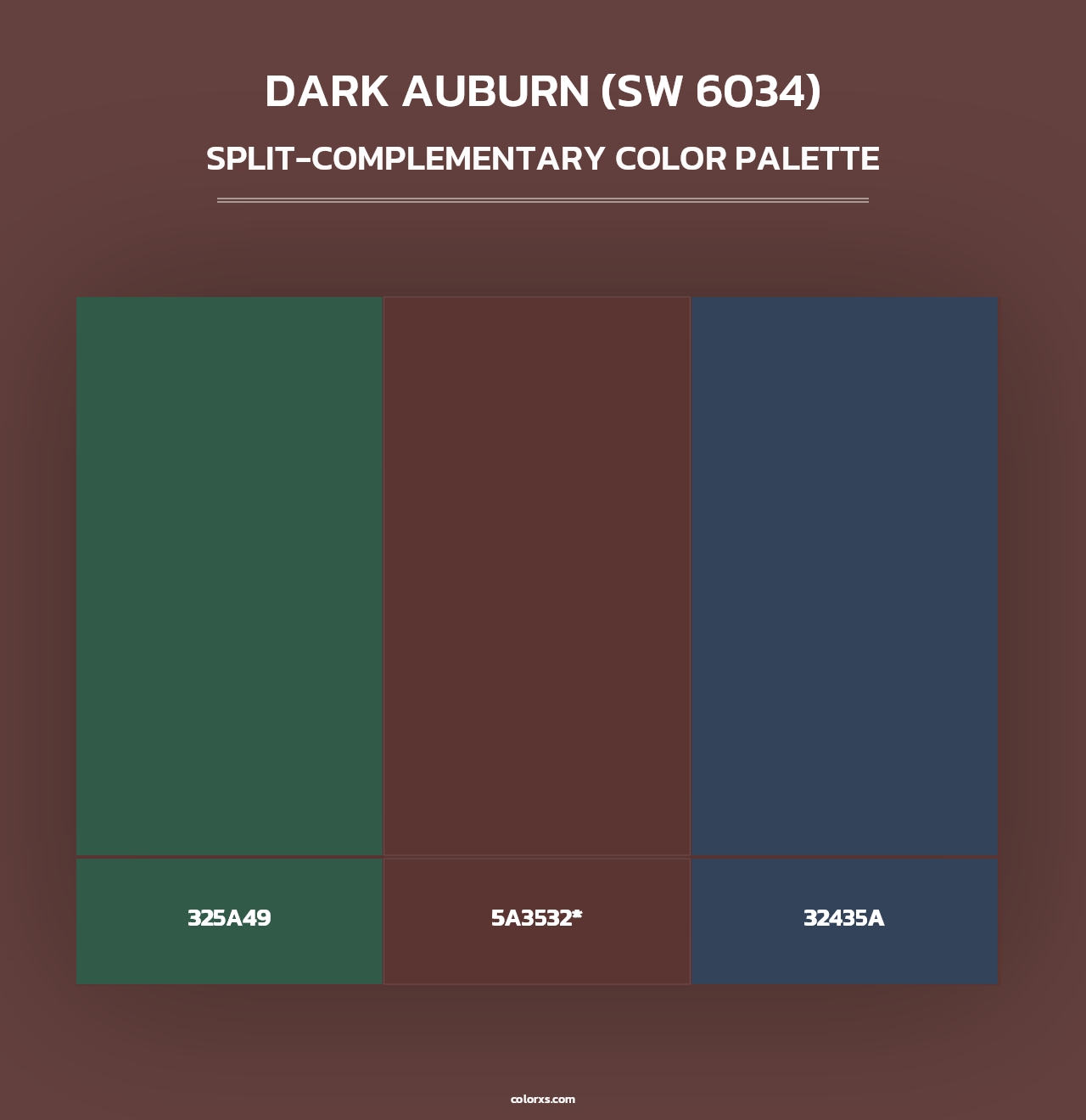 Sherwin Williams Dark Auburn (SW 6034) Paint coordinating colors and ...