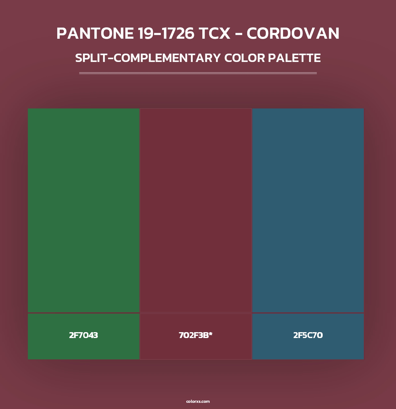 PANTONE 19-1726 TCX - Cordovan color palettes - colorxs.com