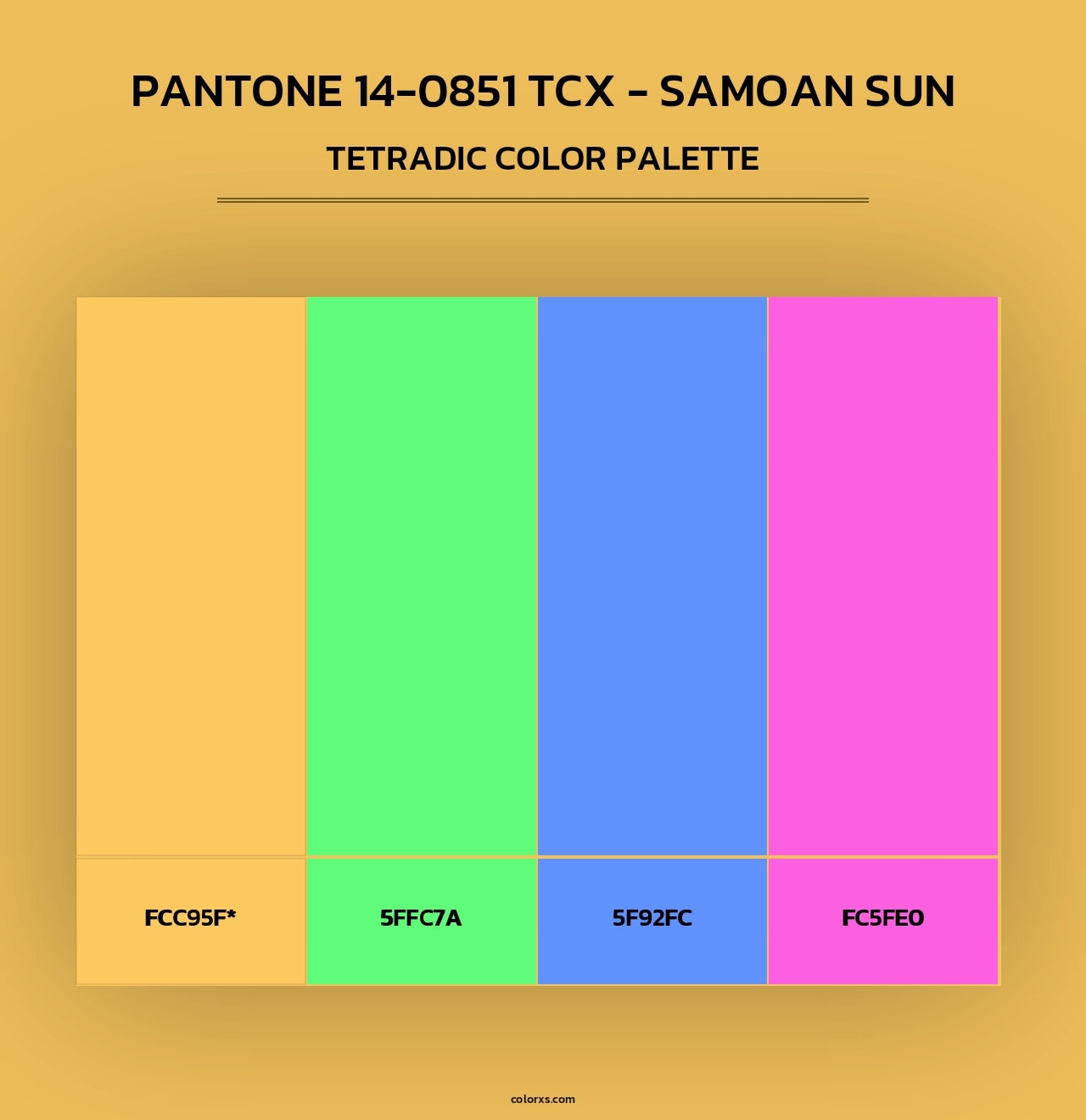 PANTONE 14-0851 TCX - Samoan Sun color palettes - colorxs.com
