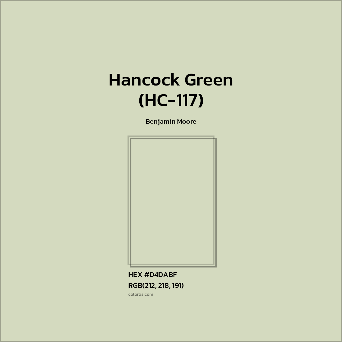 Benjamin Moore Hancock Green (HC-117) Paint color codes, similar paints ...