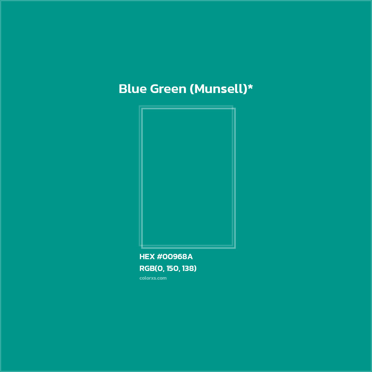 HEX #00968A color name, color code and palettes - colorxs.com